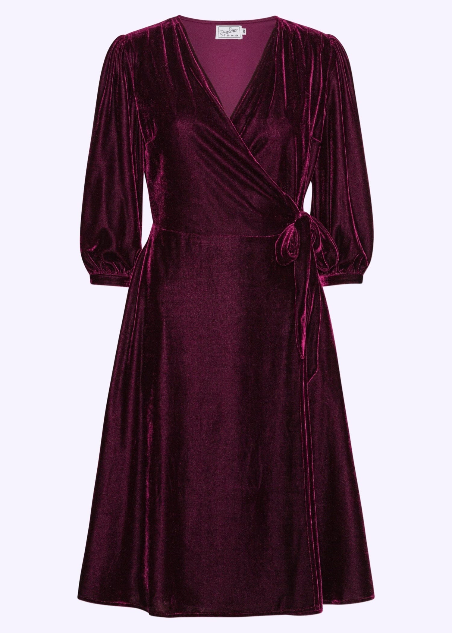 Jane slåom kjole i bordeaux velour med 3/4 ærmer fra Daisy Dapper